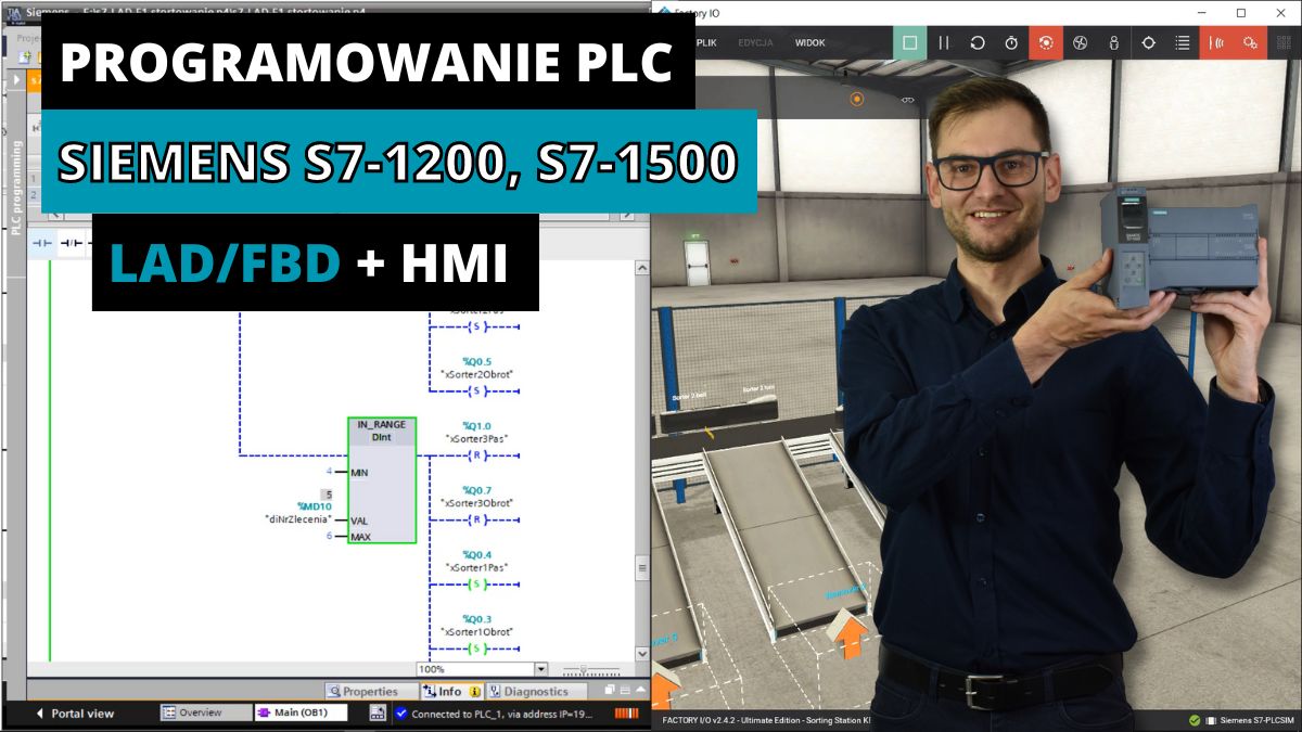 Programowanie PLC Siemens w języku LAD FBD + panele HMI